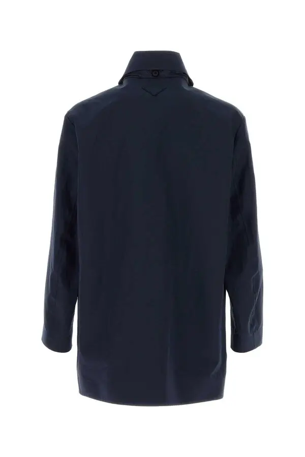 Prada Navy Poplin Overcoat