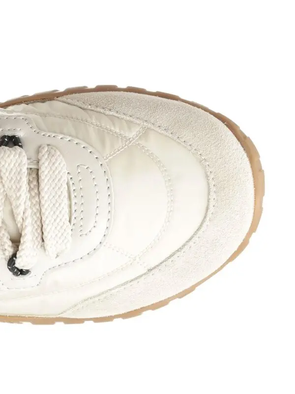 Miu Miu Tyre Technical Fabric And Suede Leather Sneakers - White