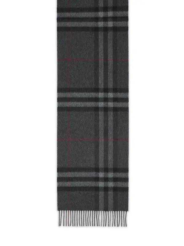 Burberry Mu Giant Check' Dark Grey Cashmere Scarf - Gray