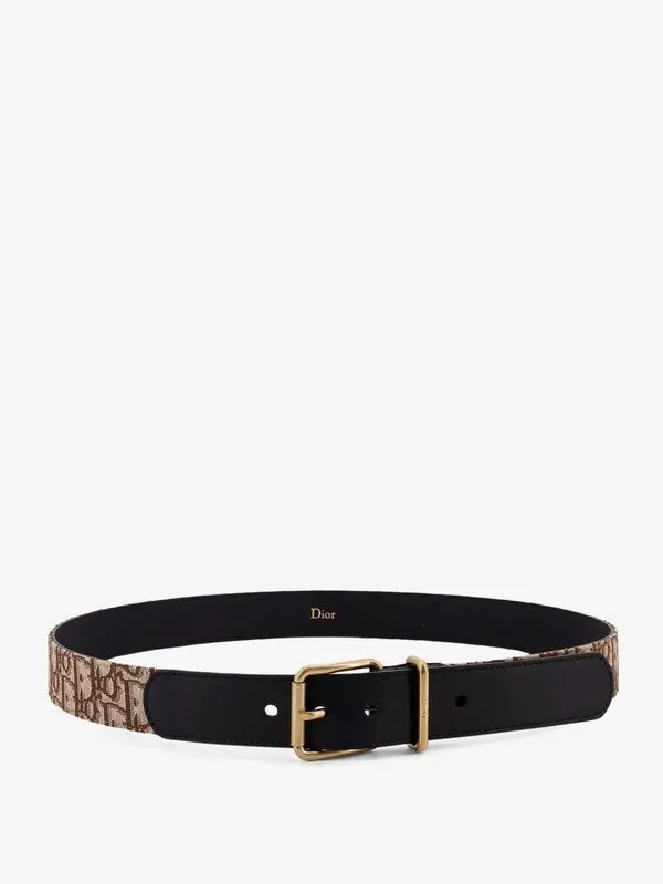 Dior Leather Belt With All-over Oblique Logo