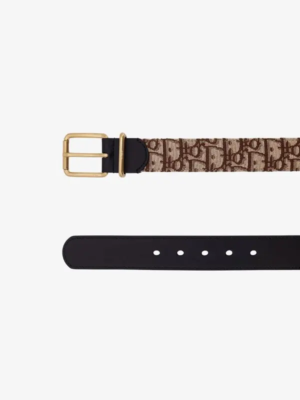 Dior Leather Belt With All-over Oblique Logo