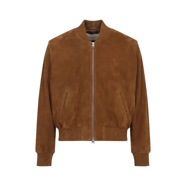AMI Paris Suede Zipped Bomber Jacket - Brown