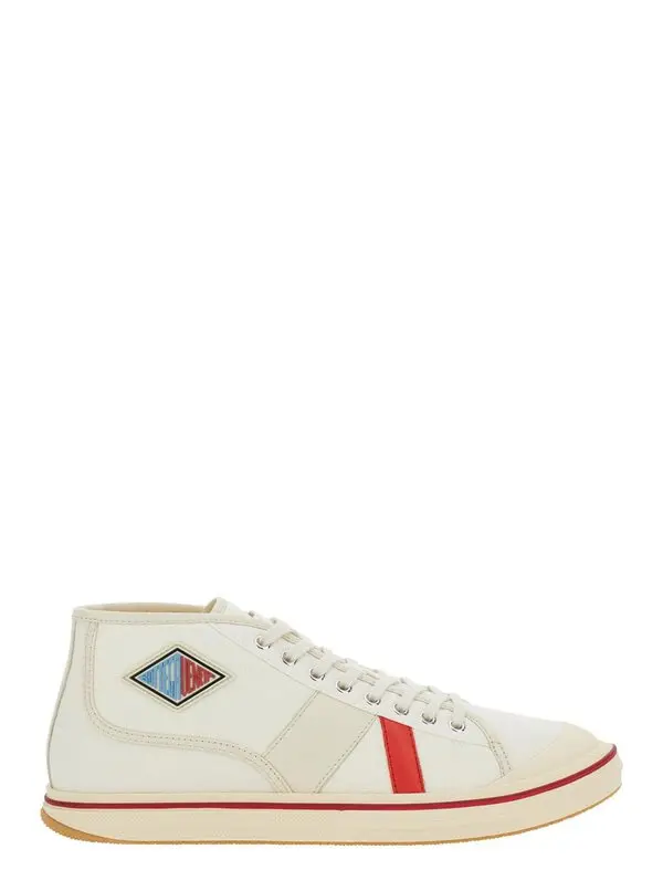 Bottega Veneta Eliot' Sneakers With Logo Label On The Side And Leather Inserts In Cotton And Leather Blend - White