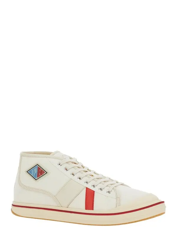 Bottega Veneta Eliot' Sneakers With Logo Label On The Side And Leather Inserts In Cotton And Leather Blend - White