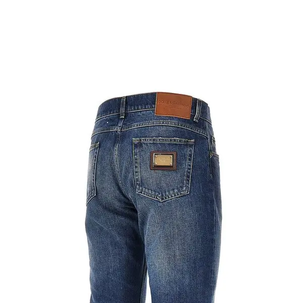 Dolce & Gabbana Regular Fit Jeans With Logo Plate