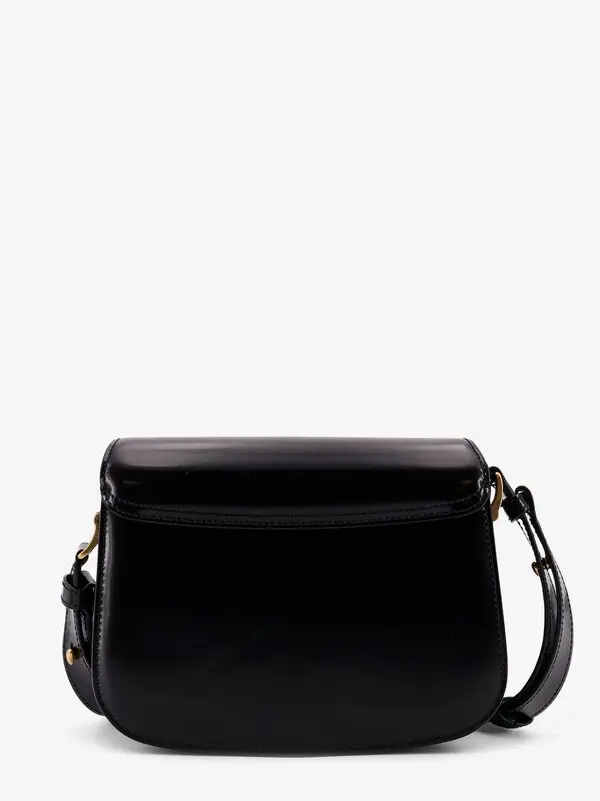 AMI Paris Leather Shoulder Bag With Metal Logo On The Front - Multicolor