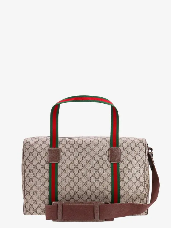 Gucci Gg Supreme Fabric And Leather Travel Bag With Web Detail - Multicolor