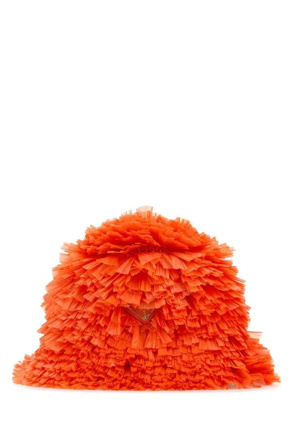Prada Embellished Raffia Bucket Hat