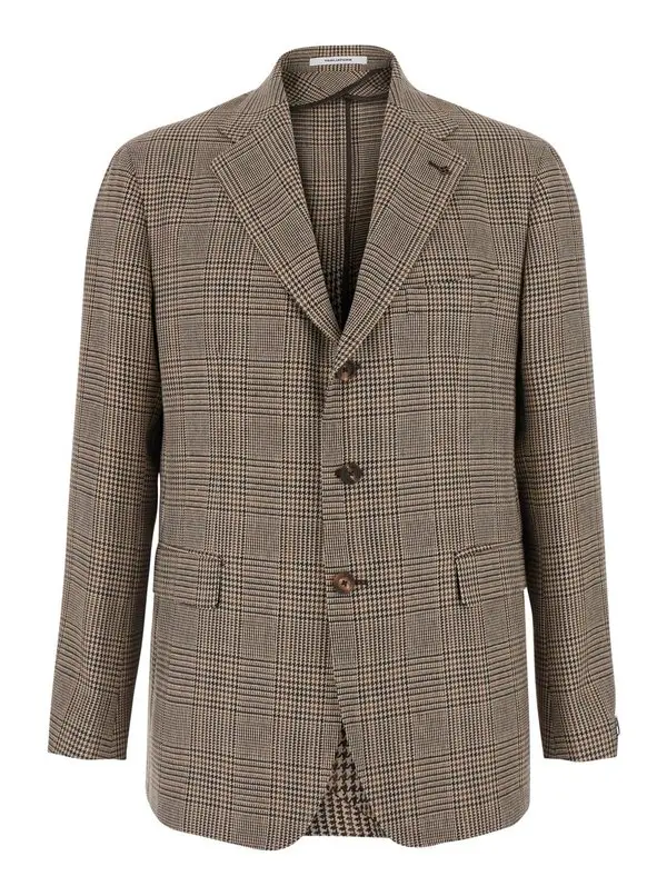 Tagliatore New York Wool Houndstooth Single-breasted Jacket - Multicolor