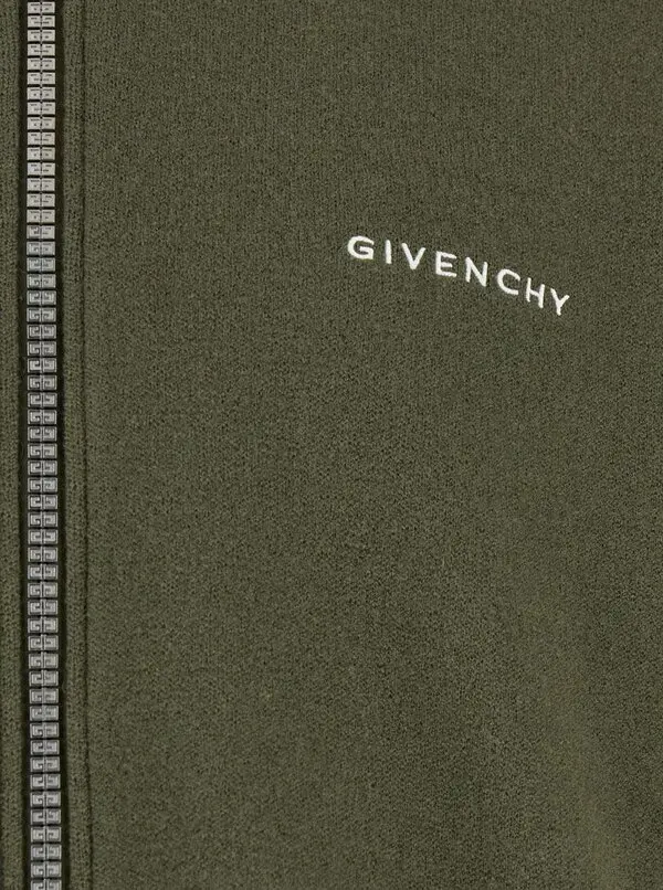 Givenchy Green Sweatshirt With Bomber Collar And 4g Logo In Wool