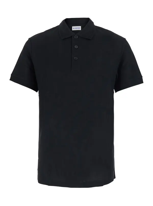 Burberry Eddie' Black Polo Shirt With Classic Collar And Ekd Embroidery On The Front In Cotton For - Multicolor