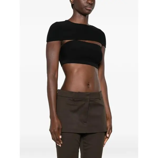 Cult Gaia Cut-out Cropped Cap Sleeve Top