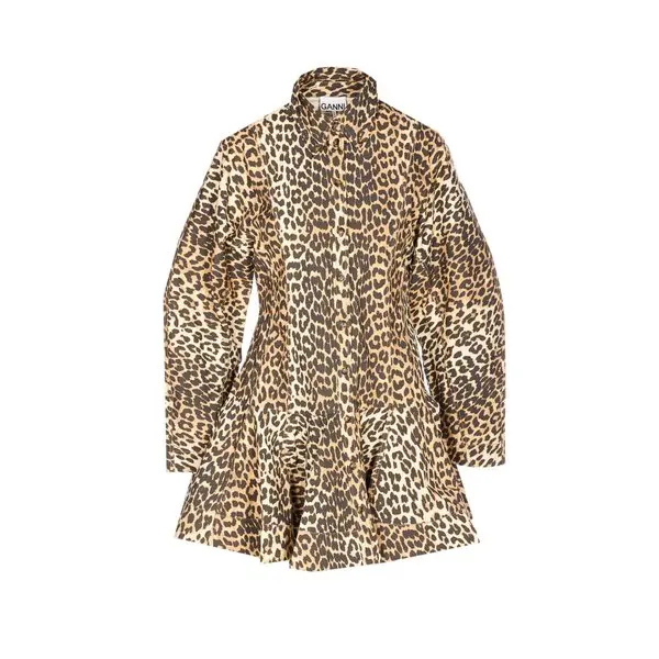 GANNI Leopard Shirt Dress