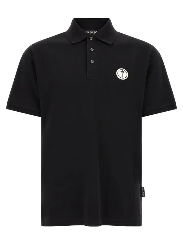 Palm Angels Logo Patch Polo Shirt - Black