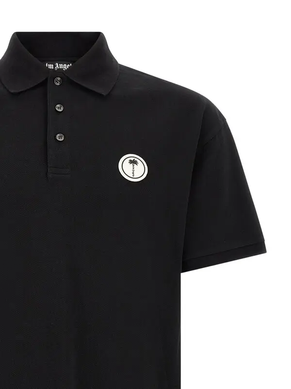 Palm Angels Logo Patch Polo Shirt - Black