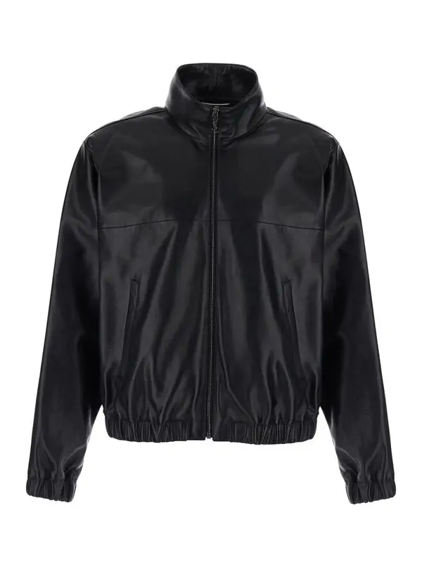 Saint Laurent High Collar Leather Jacket - Multicolor