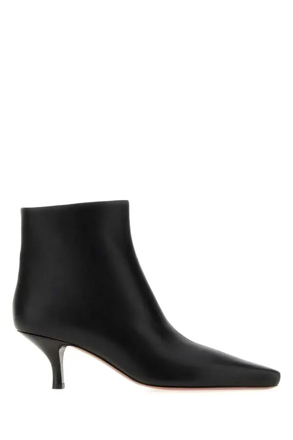 Paris Texas Leather Rose Ankle Boots - Black