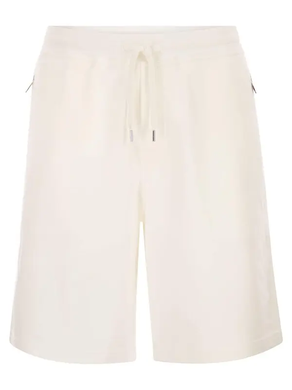 Brunello Cucinelli Techno Cotton Fleece Bermuda Shorts - White
