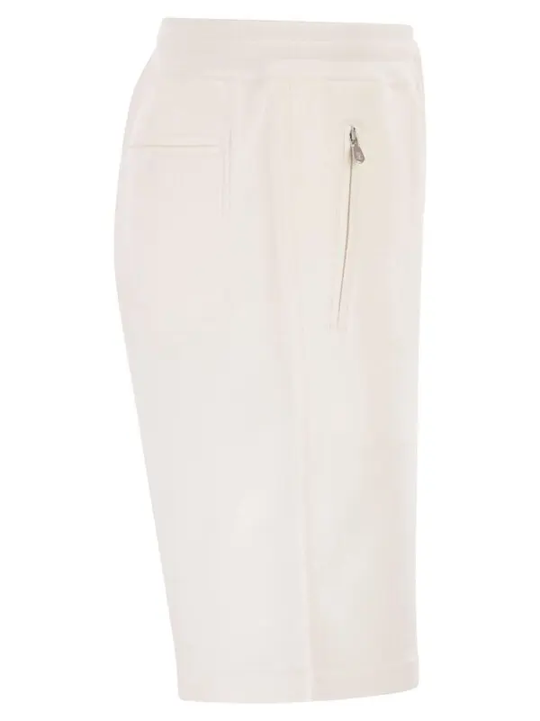 Brunello Cucinelli Techno Cotton Fleece Bermuda Shorts - White