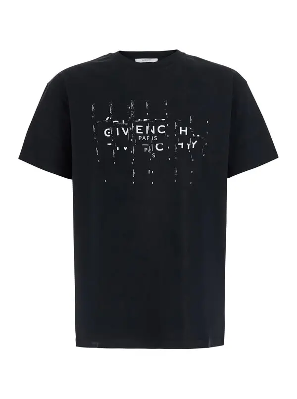 Givenchy Crew Neck T-shirt With Logo Lettering On The Front In Cotton For - Black