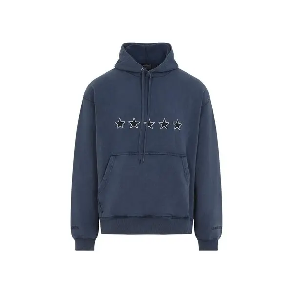 Balenciaga Oversized Cotton Fleece Hoodie - Blue