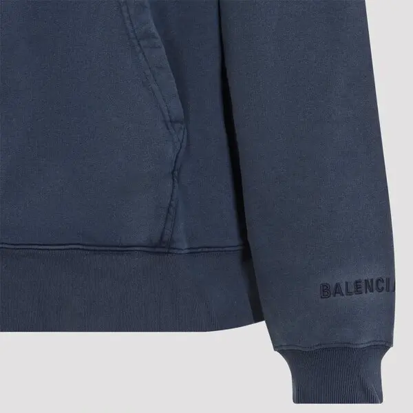 Balenciaga Oversized Cotton Fleece Hoodie - Blue
