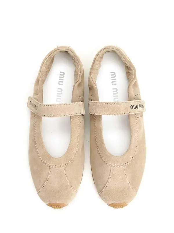 Miu Miu Suede Plume Ballerinas - Cream