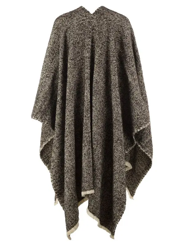 Brunello Cucinelli Herringbone Wool, Cashmere And Alpaca Cape