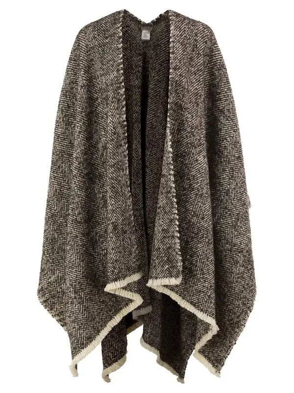 Brunello Cucinelli Herringbone Wool, Cashmere And Alpaca Cape - Brown