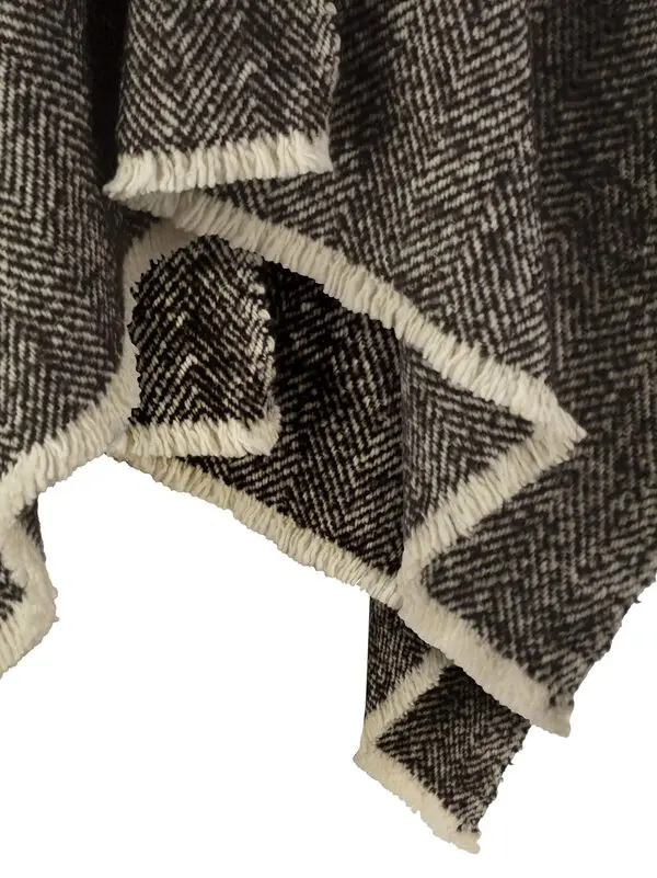 Brunello Cucinelli Herringbone Wool, Cashmere And Alpaca Cape - Brown