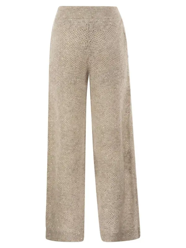 Brunello Cucinelli Open-knit Trousers With Sequins