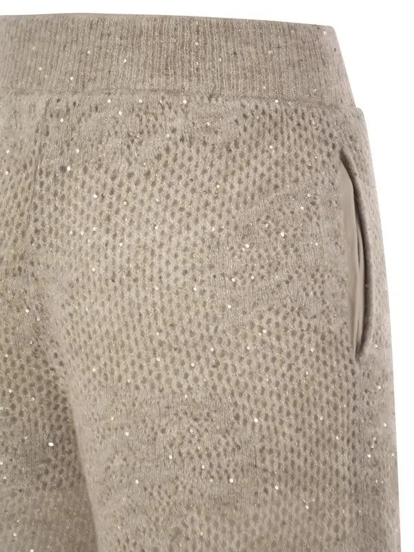 Brunello Cucinelli Open-knit Trousers With Sequins