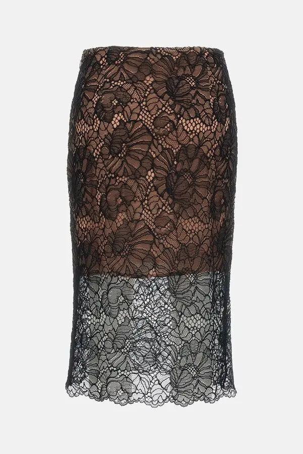 ROTATE BY BIRGER CHRISTENSEN Lace Midi Pencil Skirt - Multicolor
