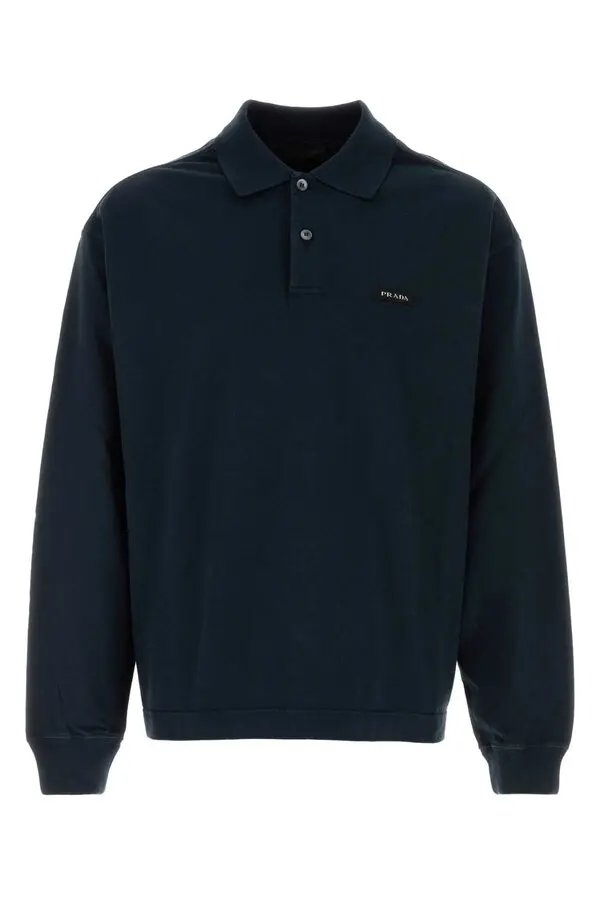 Prada Navy Cotton Polo Shirt