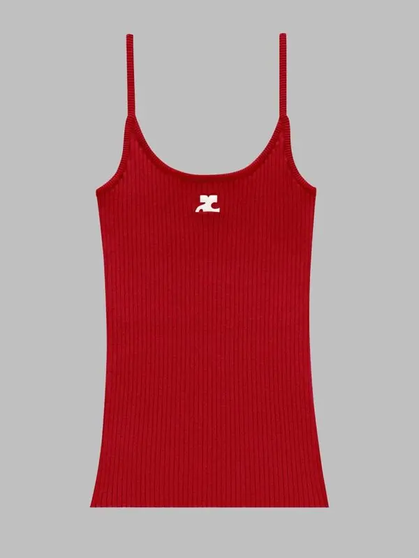 COURREGES Ribbed Knit Tank Top - Red