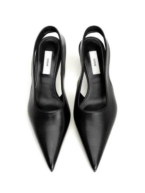 TOTEME Classic Leather Slingbacks - Black