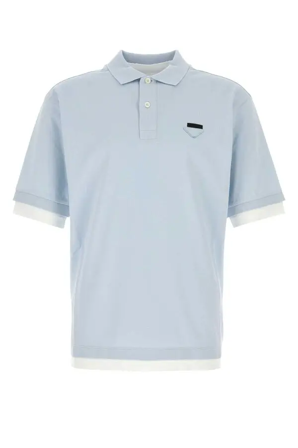 Prada Powder Piquet Polo Shirt - Blue