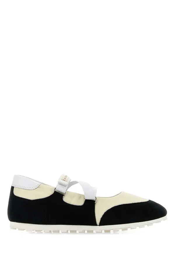 Marni Two-tone Suede And Fabric Ballerinas - Multicolor