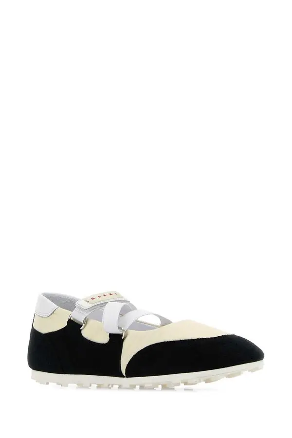 Marni Two-tone Suede And Fabric Ballerinas