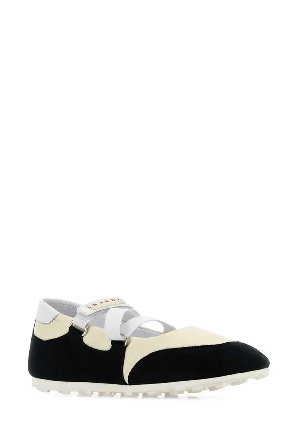 Marni Two-tone Suede And Fabric Ballerinas - Multicolor
