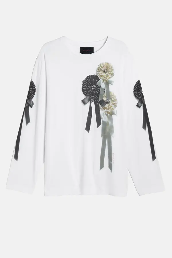 Simone Rocha Ribbon Rosette Print Long Sleeve T-shirt - Multicolor
