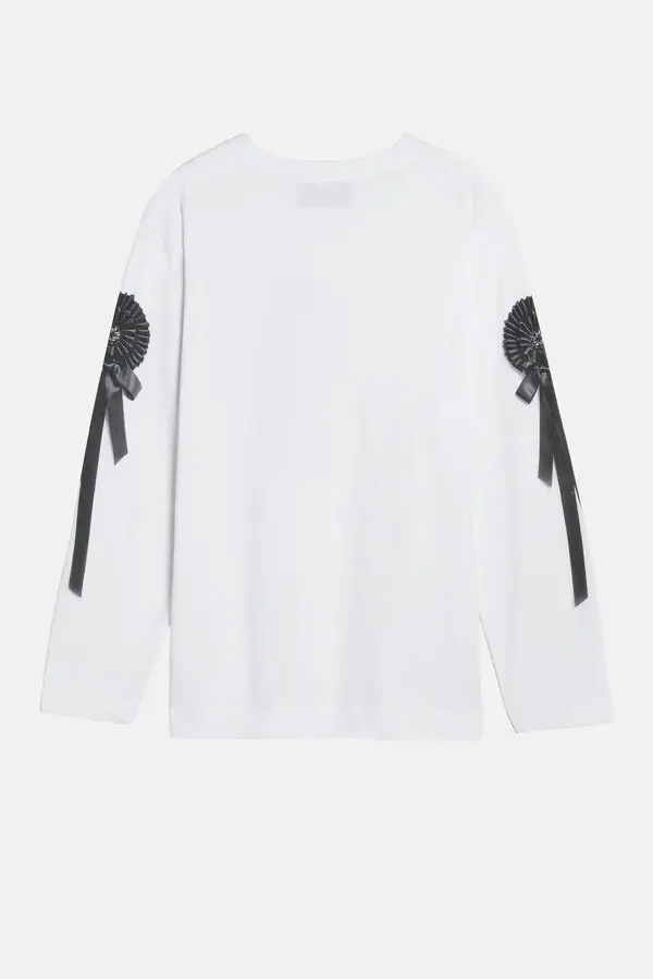 Simone Rocha Ribbon Rosette Print Long Sleeve T-shirt - Multicolor