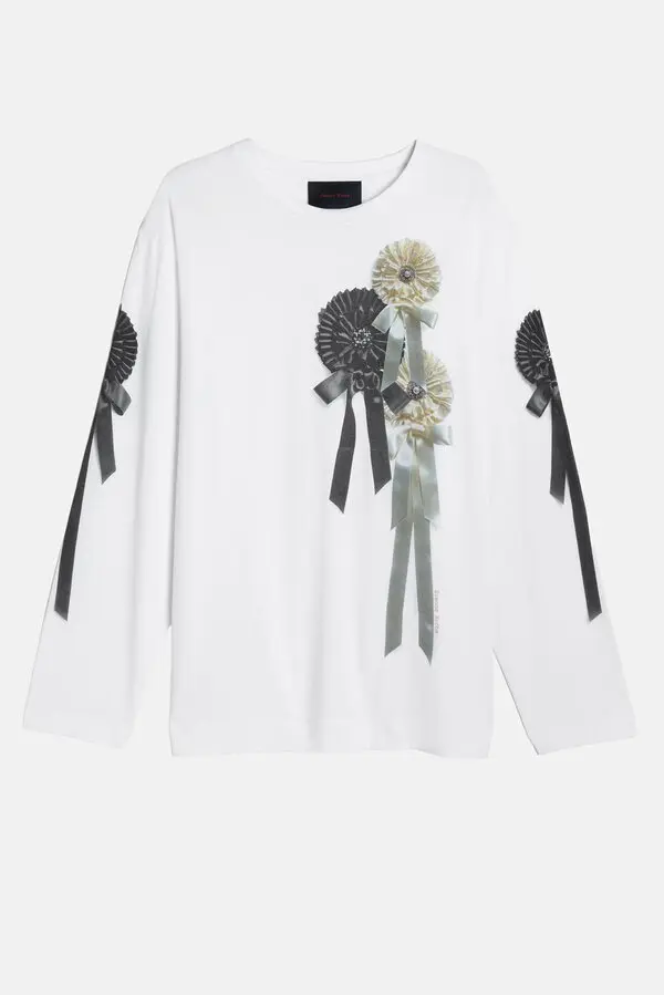 Simone Rocha Ribbon Rosette Print Long Sleeve T-shirt - Multicolor