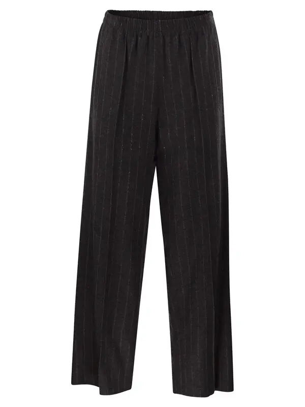 Brunello Cucinelli Pinstriped Flannel Trousers With Sequins - Multicolor