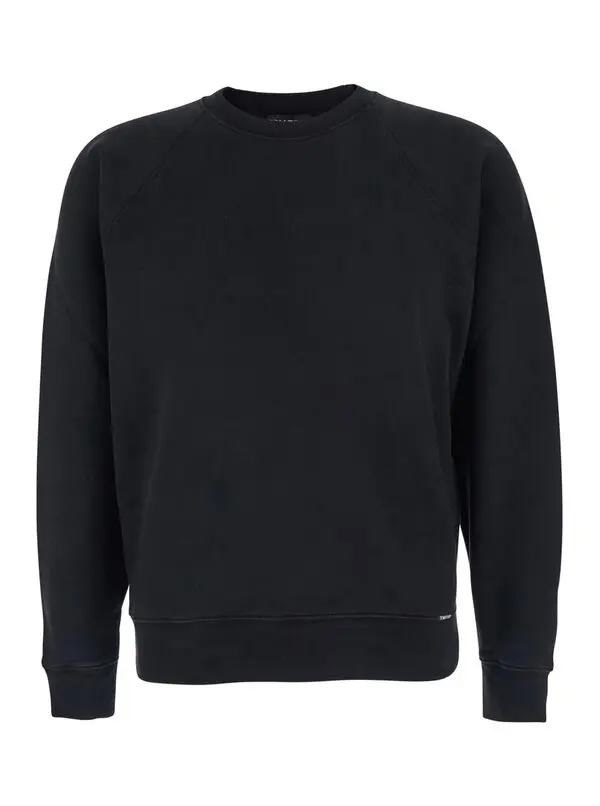 TOM FORD Black Crewneck Sweatshirt With Logo Patch On The Front In Cotton - Multicolor