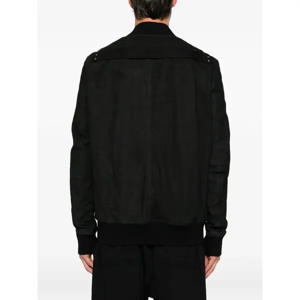 Rick Owens Leather Bomber Jacket - Black