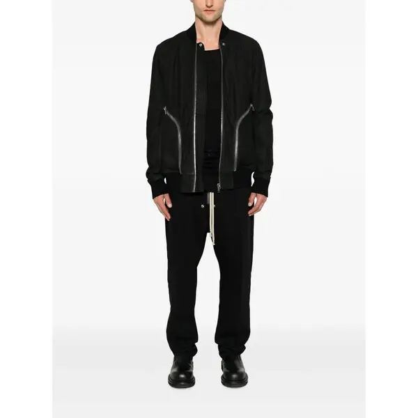 Rick Owens Leather Bomber Jacket - Black