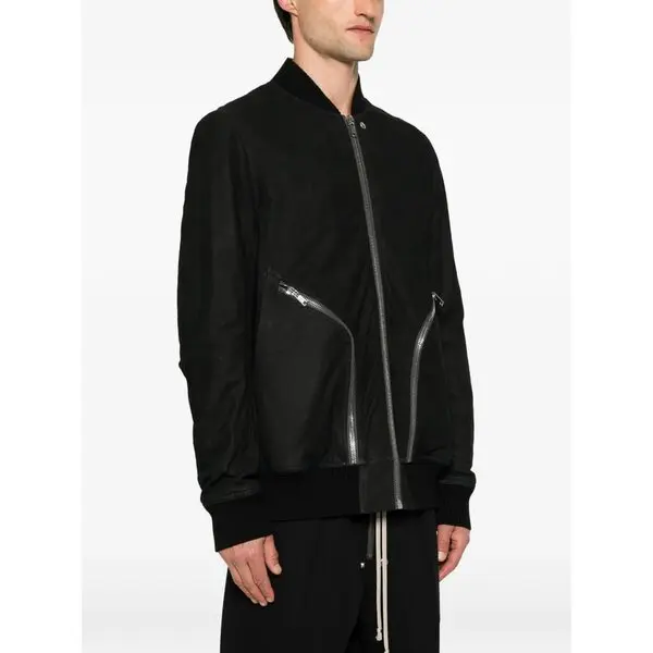 Rick Owens Leather Bomber Jacket - Black