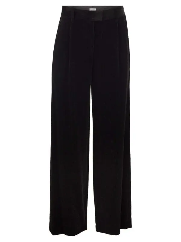 Brunello Cucinelli Wide-leg Corduroy Trousers - Black