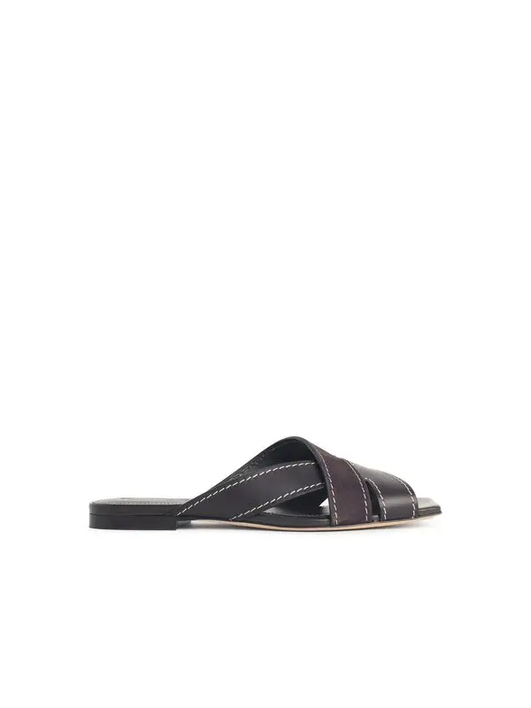 TOD'S Smooth And Suede Sandals - Brown